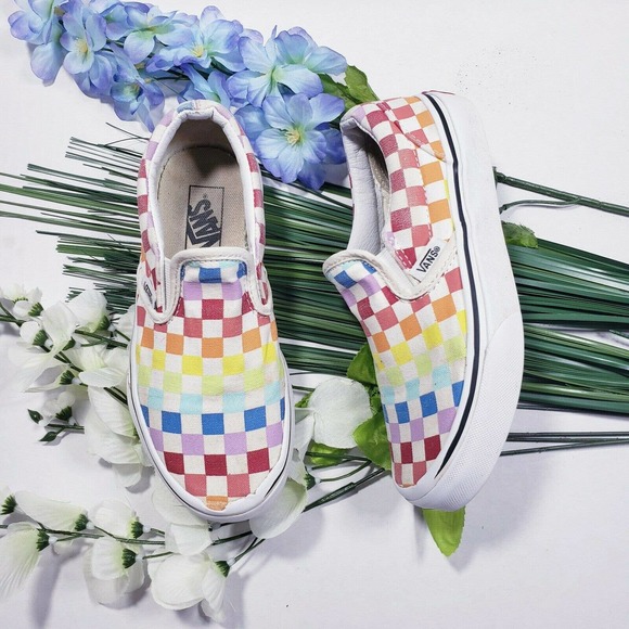 Vans | Shoes | Youth Kids Sz Vans Rainbow Checkered Shoes | Poshmark